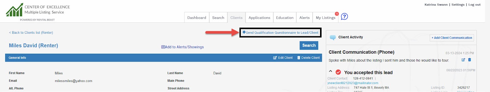 How to Send a Client Questionnaire to a Newly Accepted Lead – Rental ...